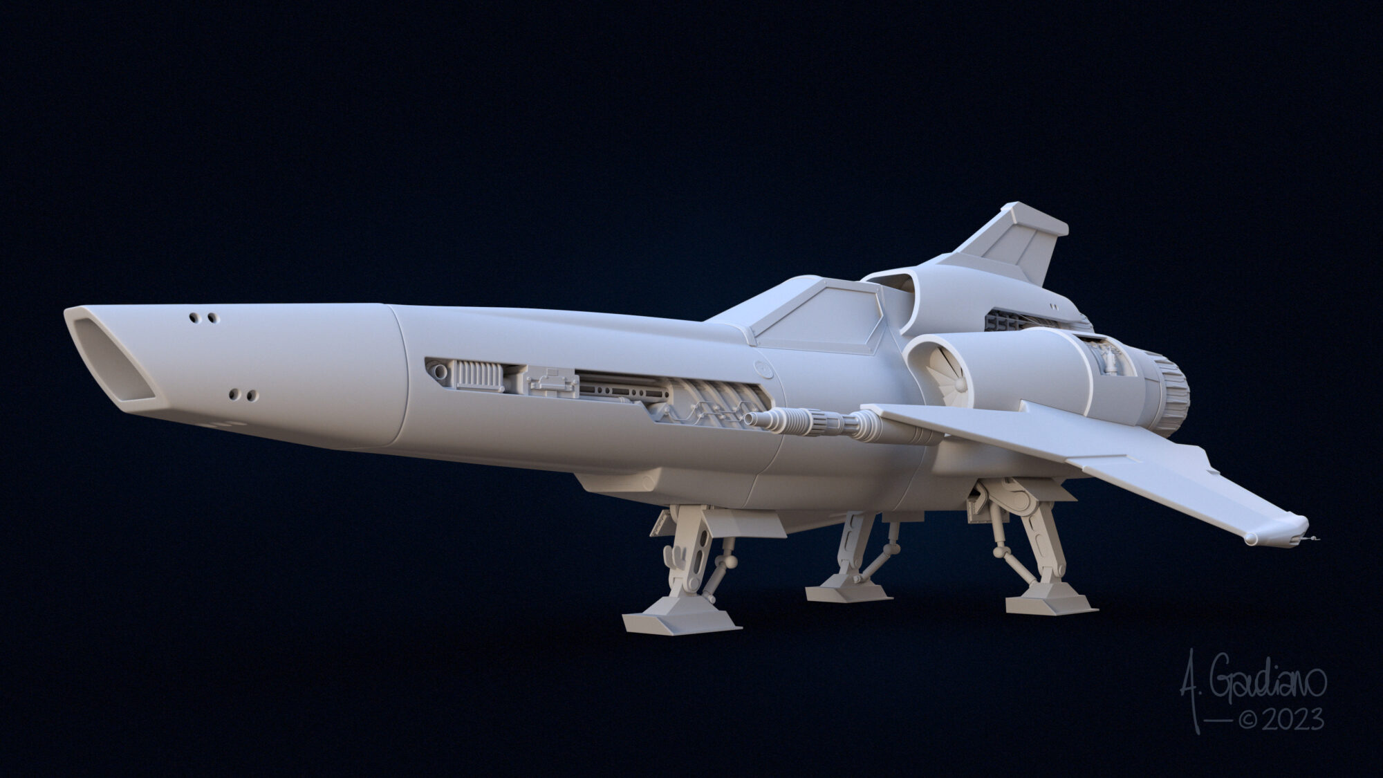 BSG – Colonial Viper Mark 2 || Modeling WIP – Alexandre Gaudiano